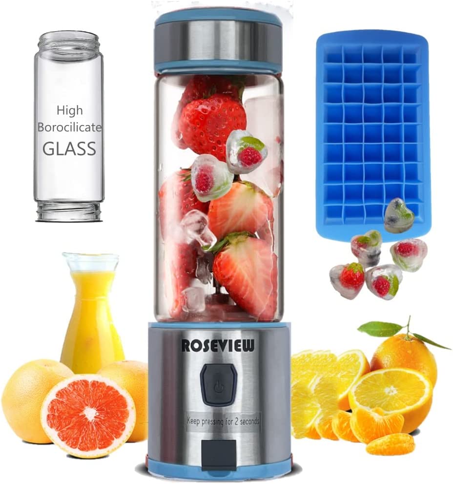 ROSEVIEW Portable Blender Smoothies 2 USB rechargeable Glass jet blend